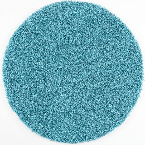 Balais Shaggy Plus Rond Effen Hoogpolig Vloerkleed Tapijt Turquoise- 80 ...