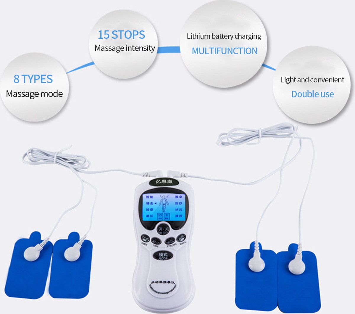 TENS-apparaat 8-modus spierstimulator - EMS trainer - Pijntherapie ...