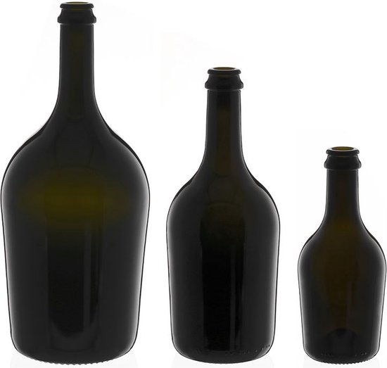 10 stuks - 750ml antiekgroene bubbeltjeswijn-/bierfles "Butterfly ...
