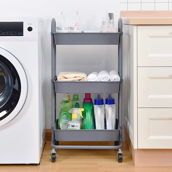 Opbergtrolleywagen, Rolkar met 3 niveaus, Multifunctionele ...