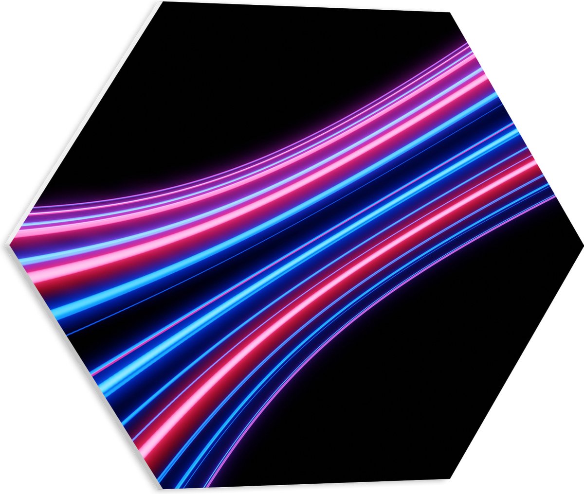 PVC Schuimplaat Hexagon - Cirkelvormige Roze, Paarse en Blauwe Neon ...