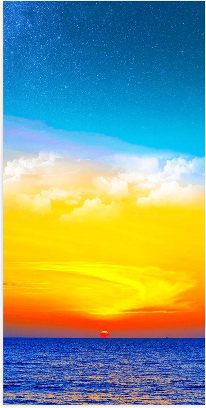 WallClassics - Poster (Mat) - Zon verdwijnend achter de Zee met ...