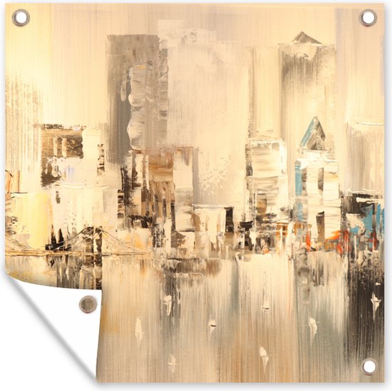 Tuin poster Schilderij - Olieverf - Abstract - Skyline - 200x200 cm | bol.com