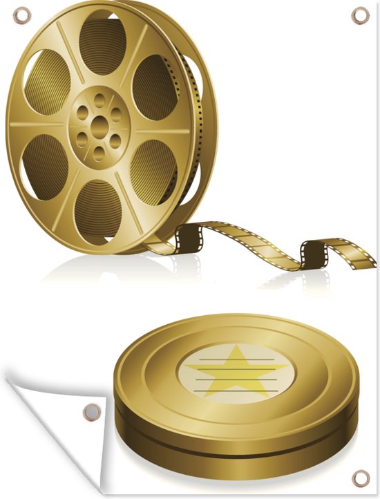 Muurdecoratie buiten Een illustratie van een gouden filmrol in ...