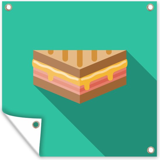 Tuin poster Een fictieve tekening van een tosti - 200x200 cm - Tuindoek ...