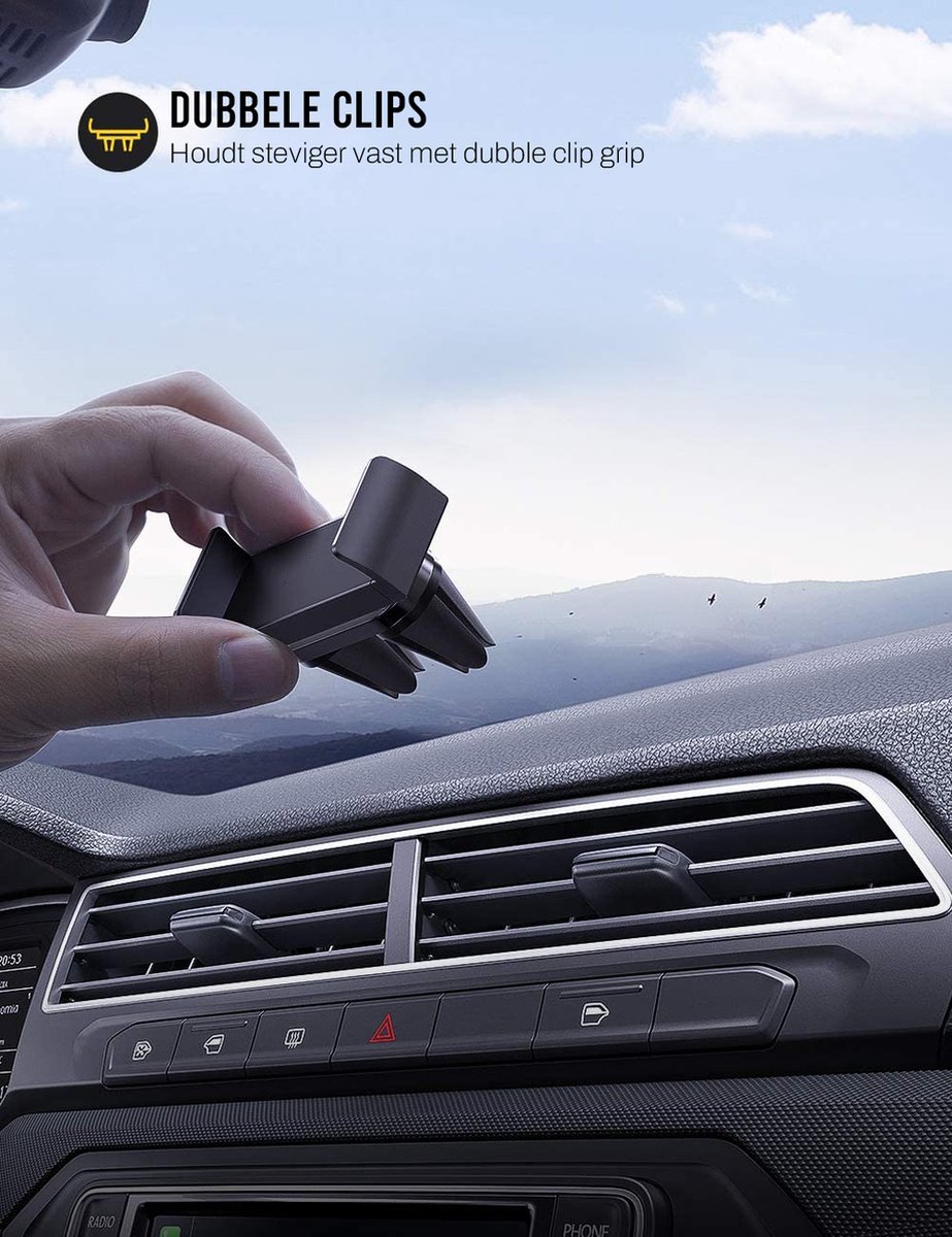 Telefoonhouders Auto Klem Telefoonhouder GSM Houder Dubbel Ventilatie ...