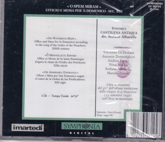 O Spem Miram - Ensemble Cantilena Antiqua o.l.v. Stefano Albarello ...