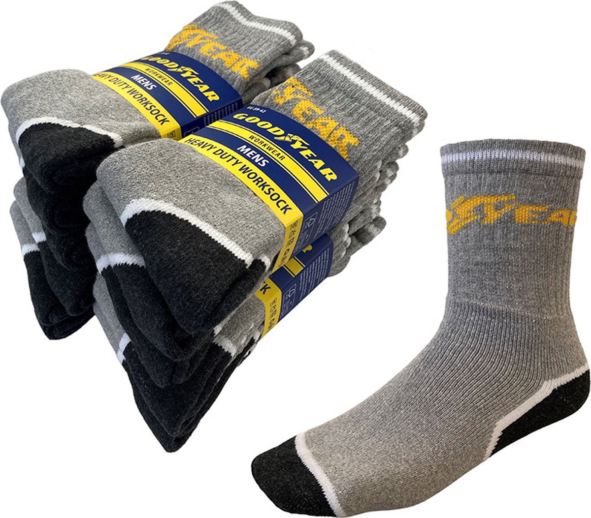 Goodyear Working Socks Heavy Duty Werksokken Soft Heel Grijs - 12 Paar ...
