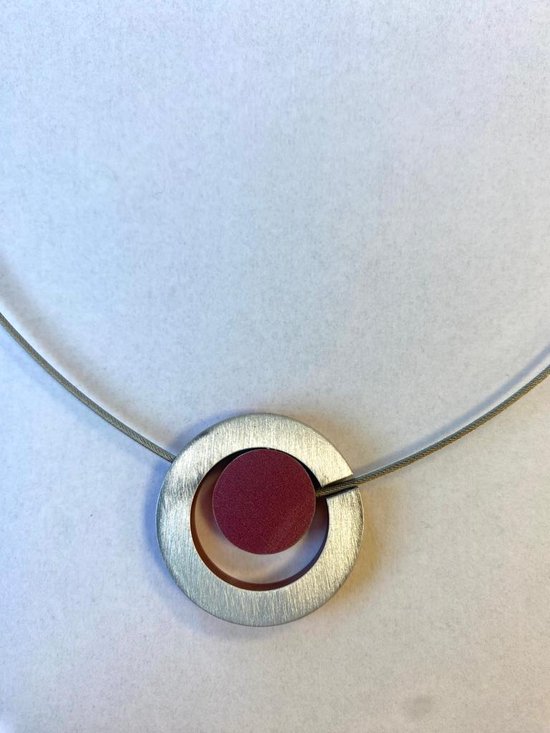 Collier Gekleurd rondje in een ring Rood Roze C216R | bol.com