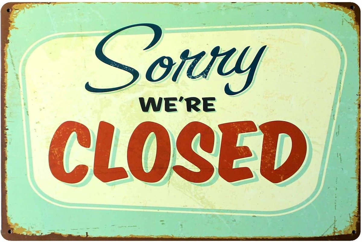 SORRY WE RE CLOSED WINKEL GESLOTEN METALEN TEKSTBORD WANDBORD DECORATIE ...