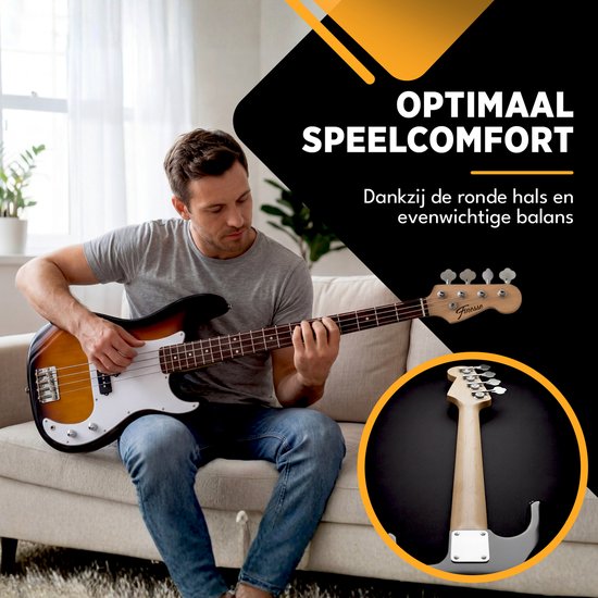 Finesse Elektrische Basgitaar met Versterker - Starterset - Volwassenen ...