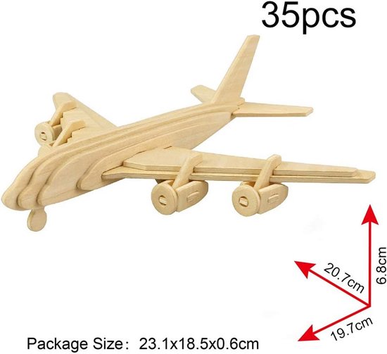 3D Houten Puzzel Vliegtuig Model Bouwpakket DIY Knutselen Educatief ...