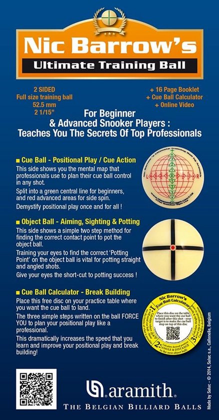 Trainingsbal Snooker 52,4 mm voor Pot- en Controle-oefeningen | bol