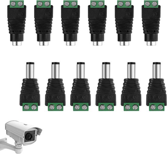 DC stekkers en connector set voor CCTV-camera en LED-strip - 12 stuks ...