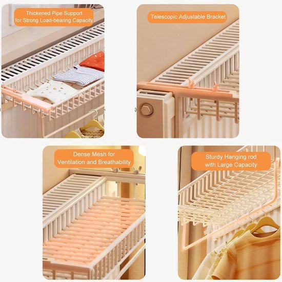 Verstelbaar Opvouwbaar Kleding Droogrek voor Radiator – Ruimtebesparend ...