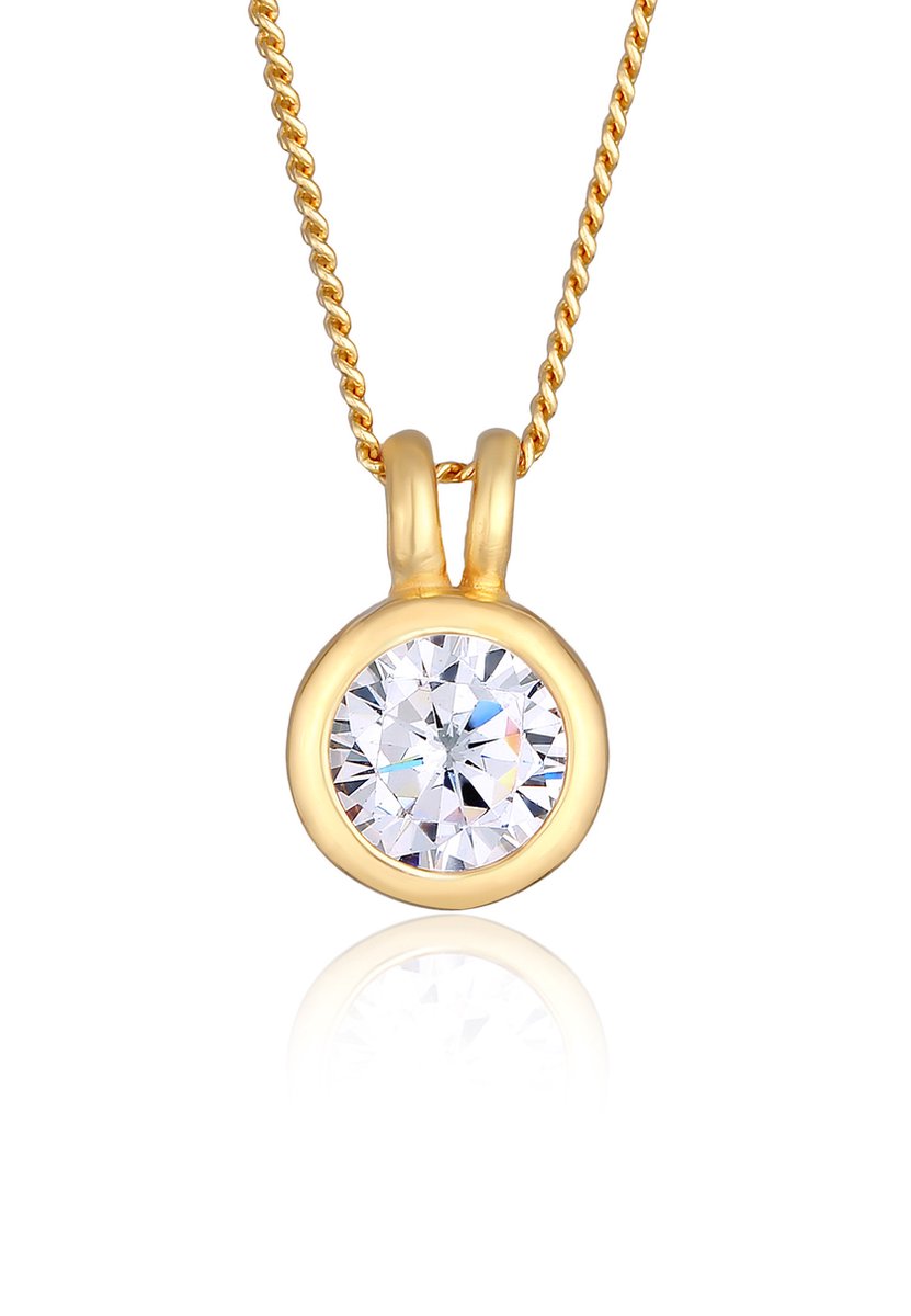 Elli Dames Halsketting Dames Eenzaam Hanger Rond Klassiek met Zirkonia ...