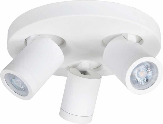 IP44 badkamer ronde spot Oliver | 3 lichts | wit | kunststof / metaal ...
