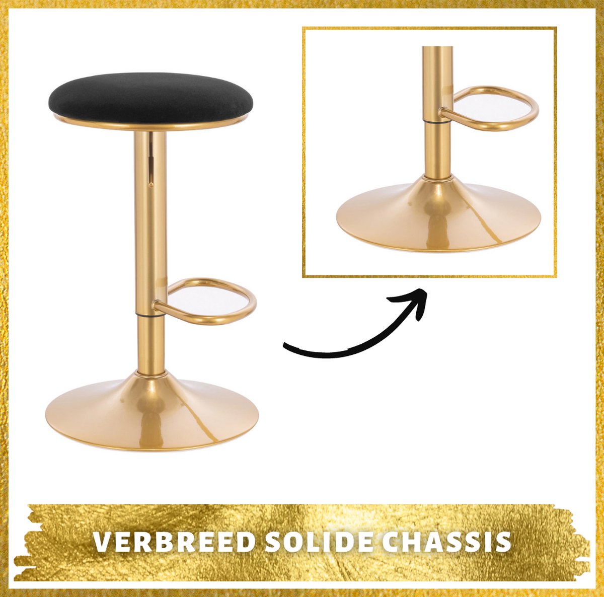 Barstoel Met Voetsteun - 360° Draaibaar - Hoogte Verstelbaar - Elegant ...