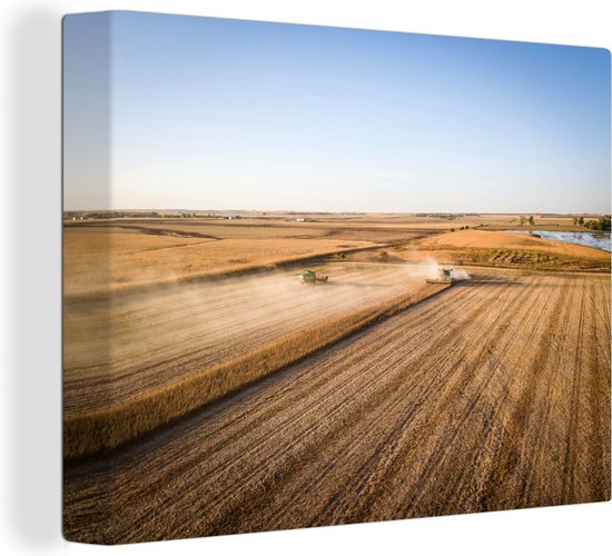 Canvasdoek - Canvas schilderij Trekkers - Canvas - Akker - Boerderij ...