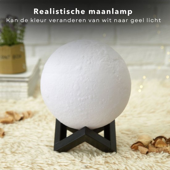 Cheqo® Maanlamp LED - 3D Tafellamp - Bedlamp - Maan Lamp - Moonlight ...