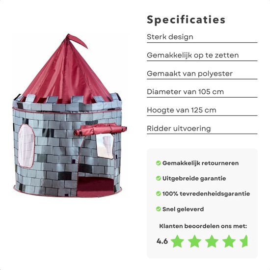 Cheqo® Speeltent - Kinderspeeltent - Ridder Kasteel - Ridderkasteel ...