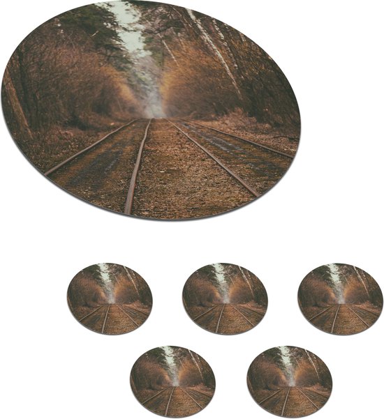Onderzetters voor glazen - Rond - Treinspoor - Pad - Bos - Boom - 10x10 ...