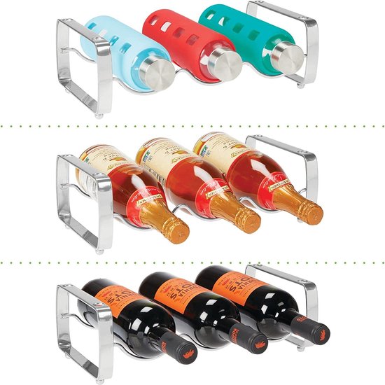 mDesign Set van 2 flessenrekken – stapelbaar wijnrek van metaal voor ...