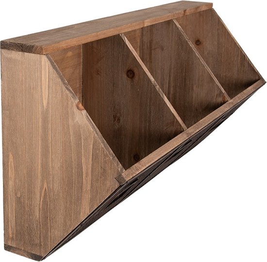 Wandrek 60x19x30 cm Bruin Hout Ijzer Rechthoek Muurrek | bol