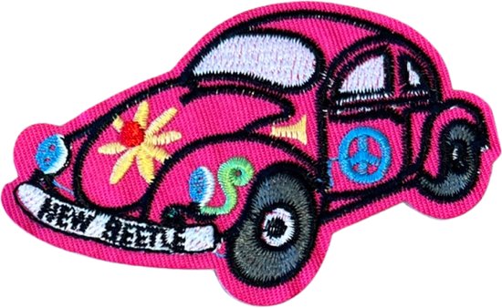 Auto Beetle Kever Flowerpower Strijk Embleem Patch Roze 9.2 cm / 5.7 cm ...