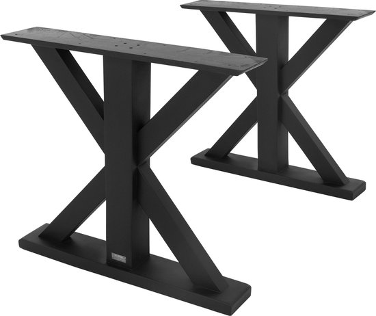 Tafelpoten set van 2 80x72,5x16,5 cm Zwart massief hout WOMO-Design | bol