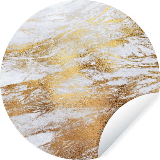 WallCircle - Muurstickers - Behangcirkel - Marmer - Patronen - Goud - Wit - ⌀ 30 cm -... | bol