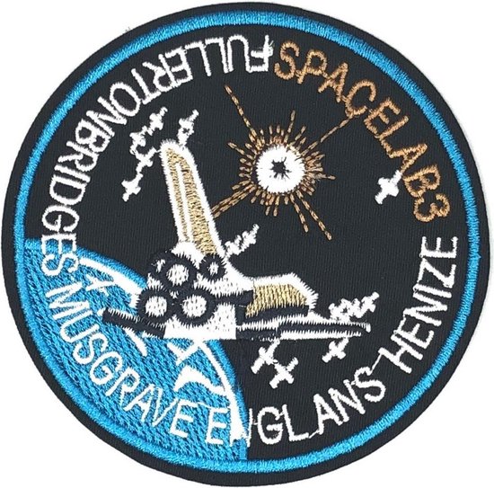 Spacelab 3 Space Shuttle Strijk Embleem Patch 9 cm / 9 cm / Zwart Blauw ...