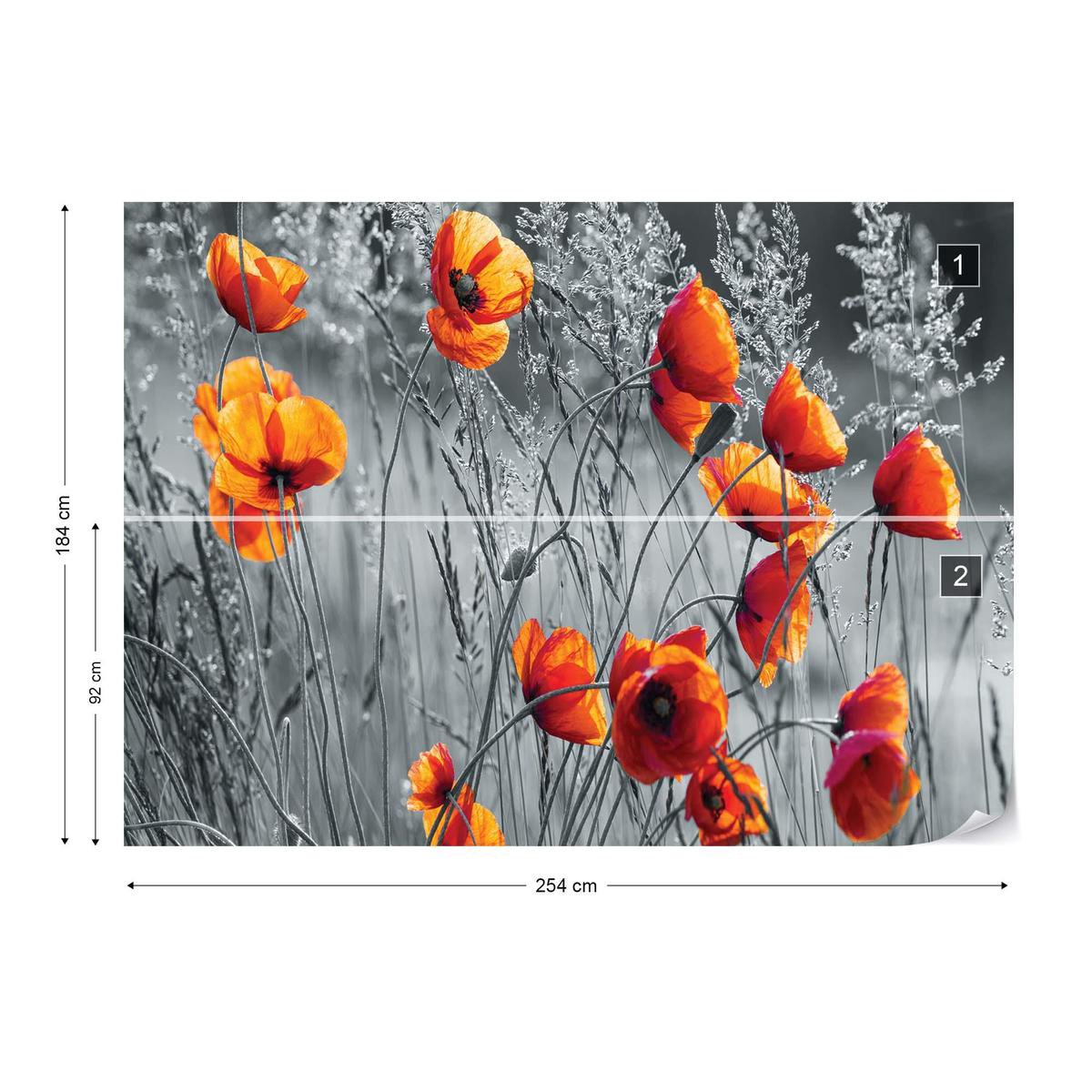 Fotobehang - Vlies Behang - Klaprozen in de Weide - 254 x 184 cm | bol.com