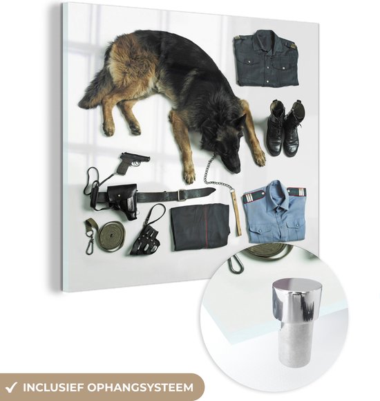 MuchoWow® Glasschilderij 20x20 cm - Schilderij acrylglas - Politie ...