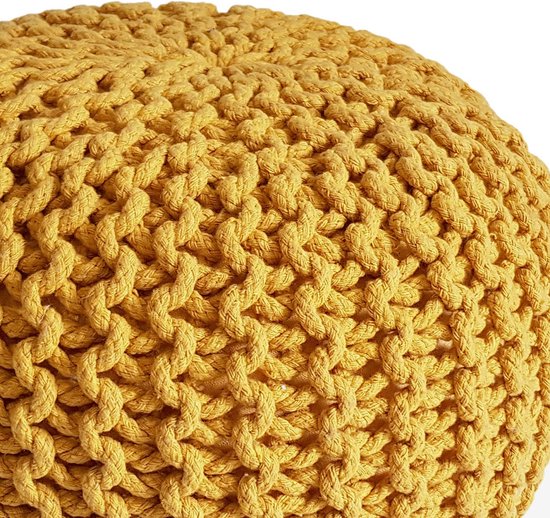 SVJ Poef Rond - 45 x 45 x 30 cm - Katoen - Geel | bol