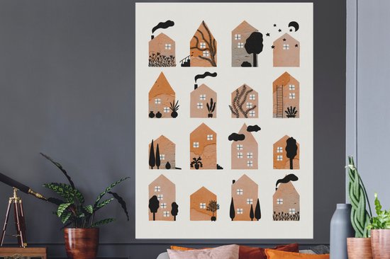 Muurstickers - Sticker Folie - Huis - Kinderen - Maan - Verf - Oranje ...