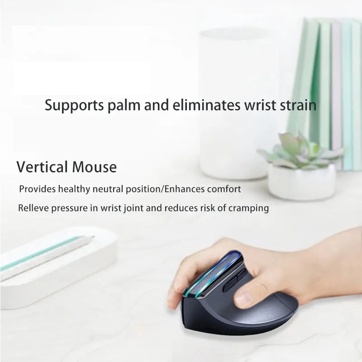 Verticale Blutooth+Draadloos Ergonomische Oplaadbare Muis, Rechtshandig ...