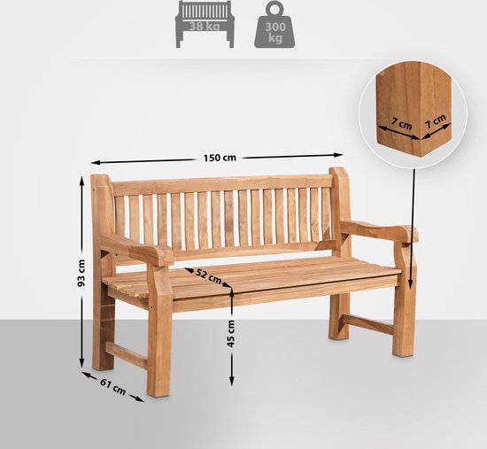 CLP Jackson V2 - Tuinbank - Teak teak 150 cm | bol
