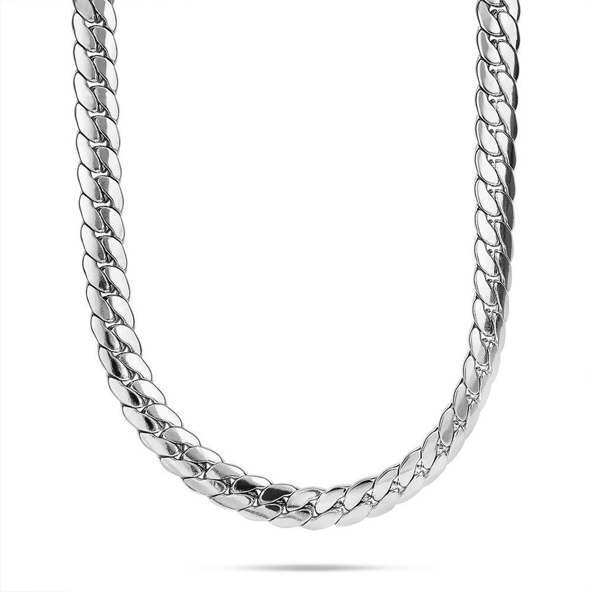 Twice As Nice Halsketting in edelstaal, platte gourmet ketting 7 mm 50 ...