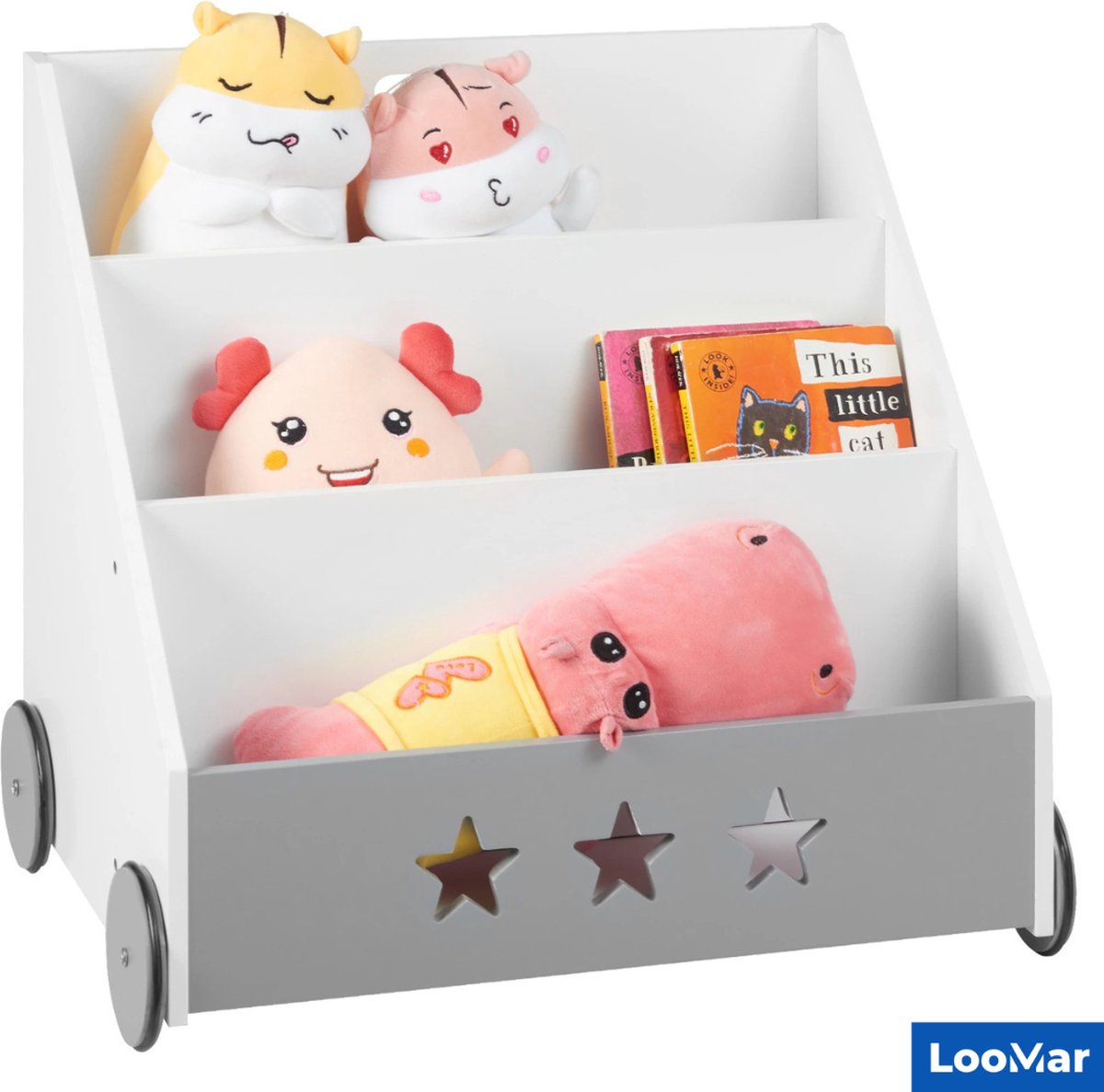 LooMar Kinderboekenrek - Kinderboekenkast - Boekenbak - Speelgoedkast ...