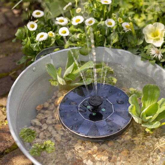 Lumineo - Solar fontein met led verlichting - D16 cm - zwart - vijver ...