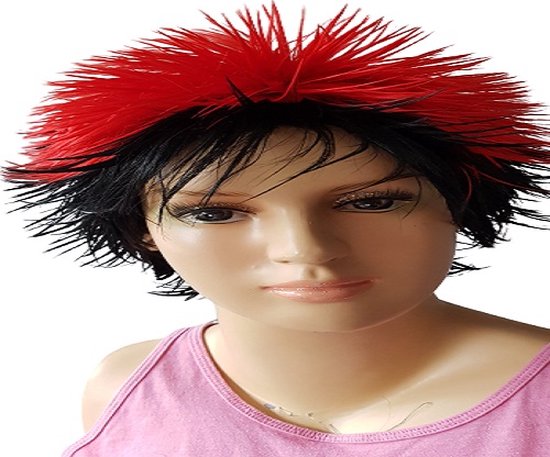Punk Pruik Kort (Zwart-Rood) | bol