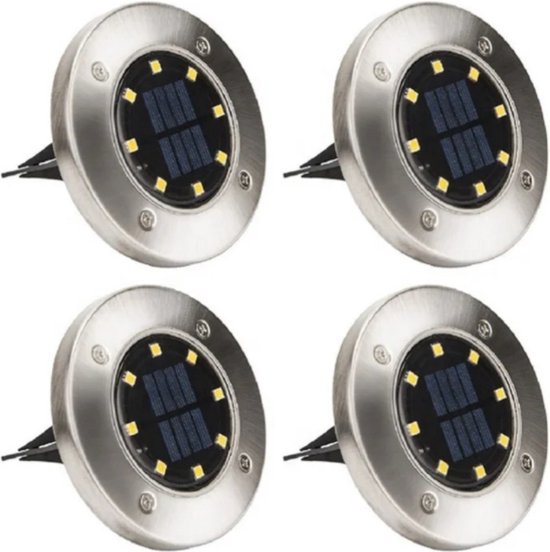 LED Solar Grondspot - Set van 4 stuks - Tuinverlichting op zonne ...