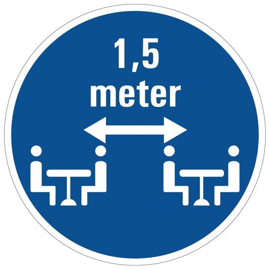 Zittend 1,5 meter afstand houden sticker 50 mm - 10 stuks per kaart | bol