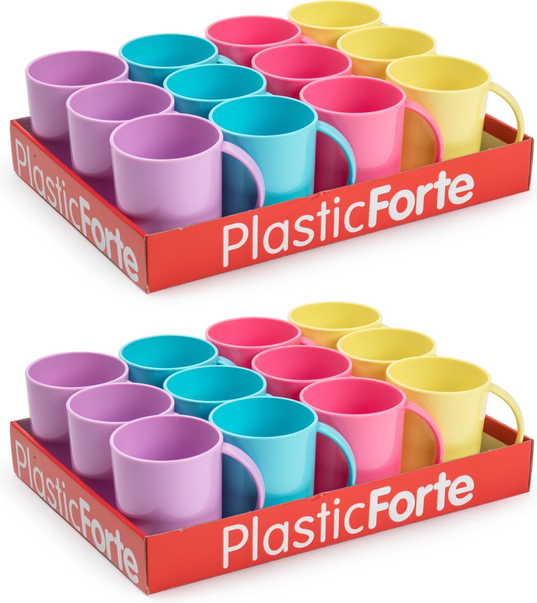 24x Gekleurde drinkbekers/mokken kunststof 350 ml - Limonade bekers ...