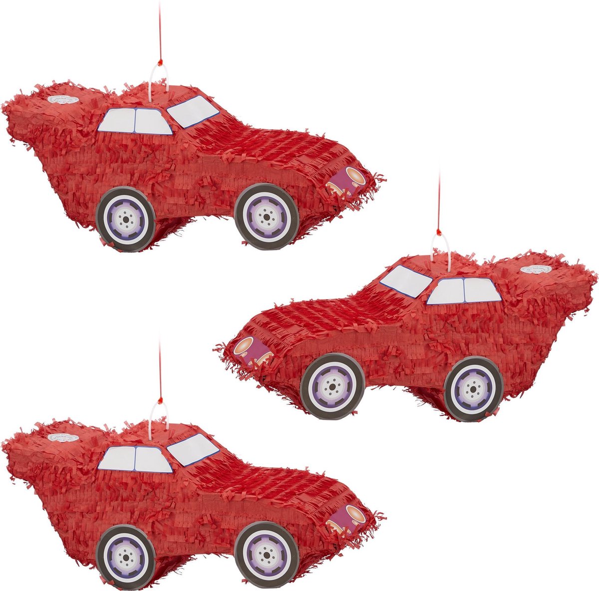 Relaxdays 3x pinata auto - raceauto pinata rood - ophangen - kinderen ...