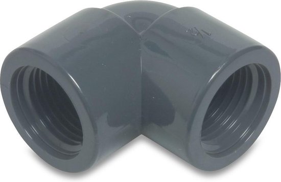 Mega Knie 90° PVC-U 1/2" binnendraad 10bar grijs | bol