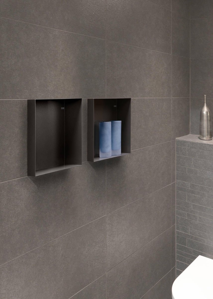 Looox Colour Box inbouwnis 30x30x10cm RVS antraciet mat | bol.com