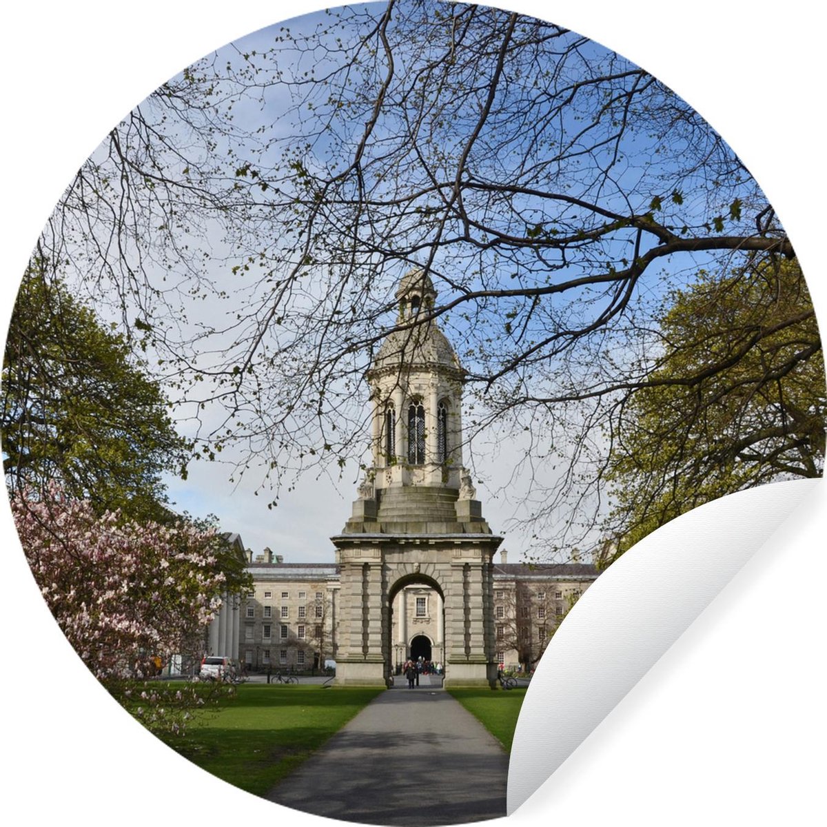 Trinity College à Dublin pendant le printemps Sticker mural cercle ...
