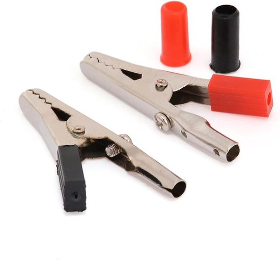 1 Pair Insulated Crocodile Clips Electric Battery Connectors 10A ...